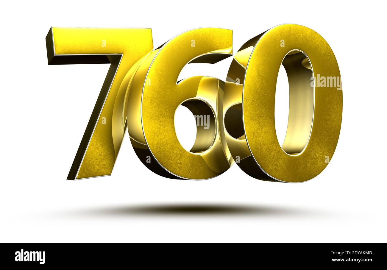 760 numbers 3D illustration on white background with clipping path ...
