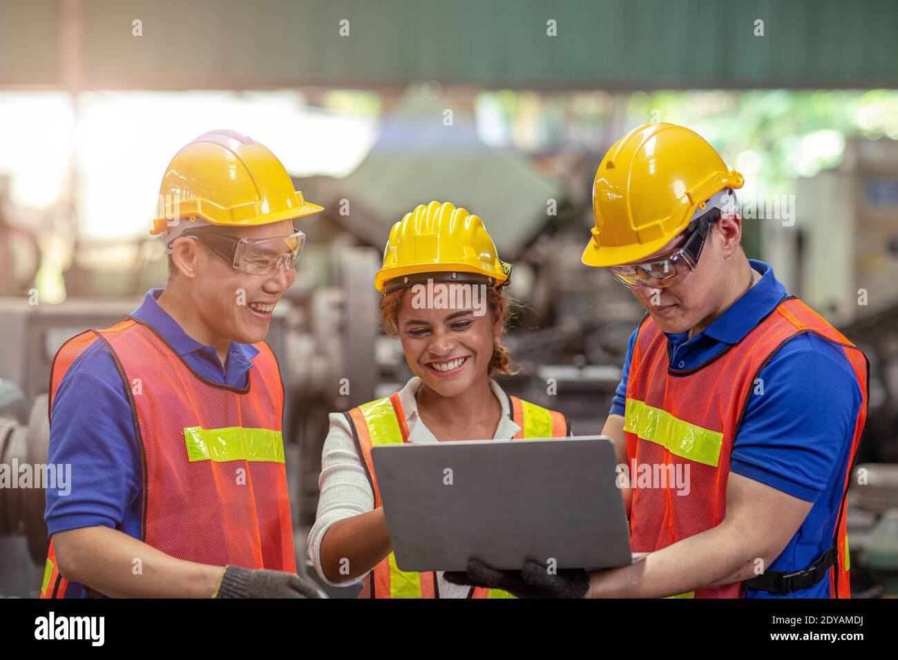 team work mix race and gender african american and asian worker happy ...