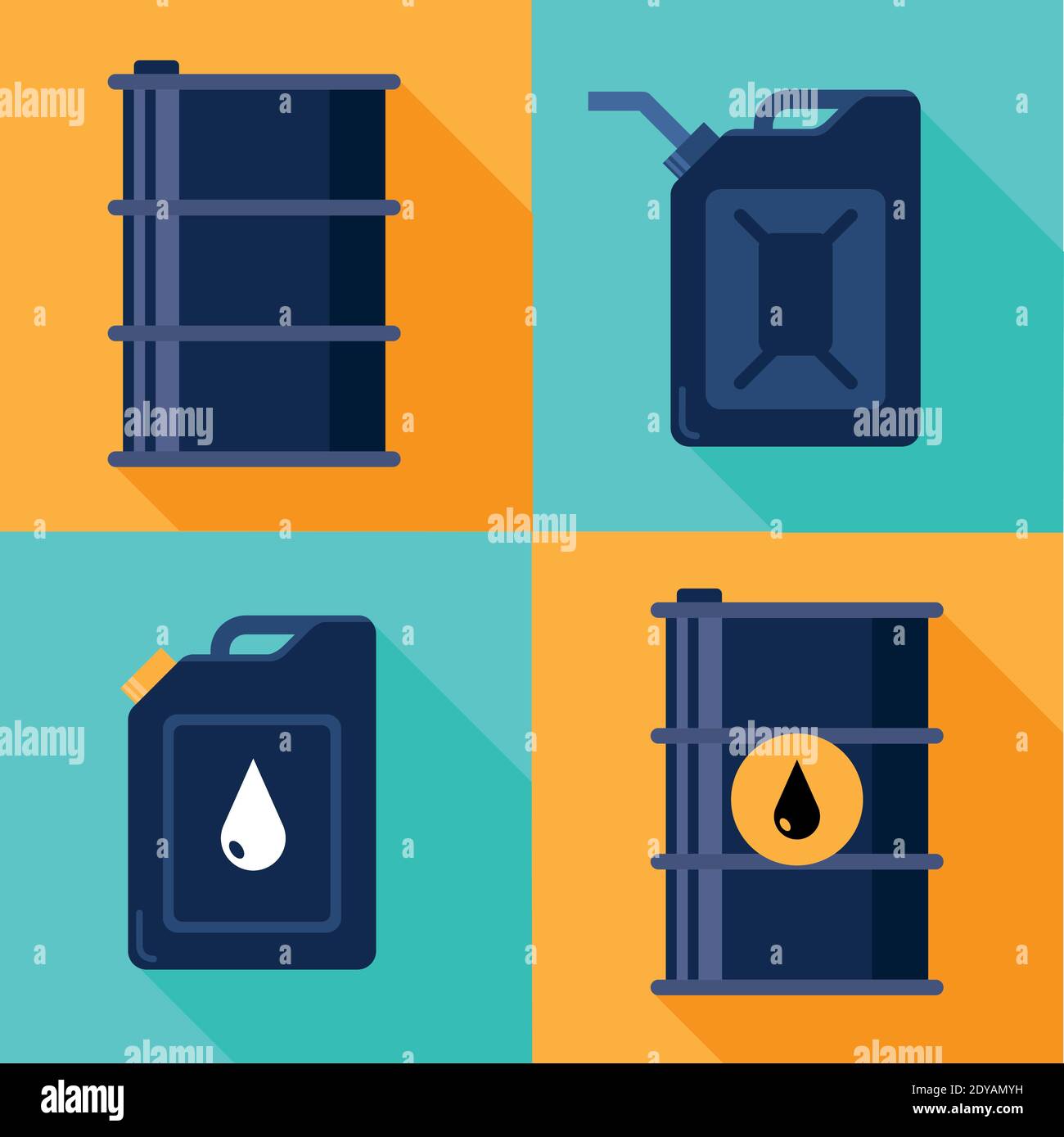 set of oil barrels and gallons icons vector illustration design Stock ...