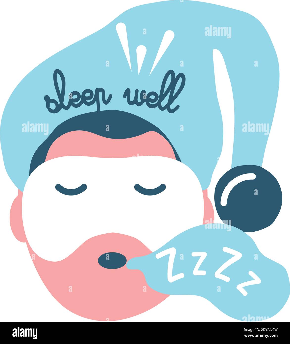 sleep well on man with mask sleeping design, insomnia sleep and night ...