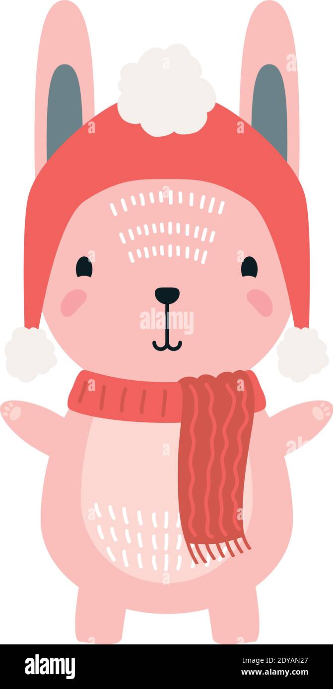 cute rabbit wearing christmas clothes character vector illustration ...