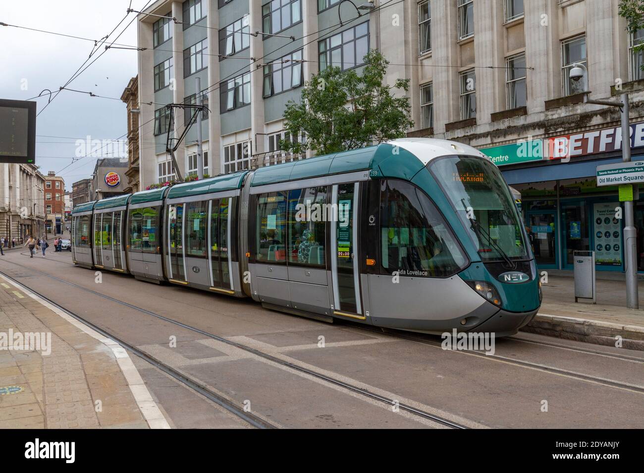 A Nottingham Express Transit (NET) tram on Old Market Square in ...