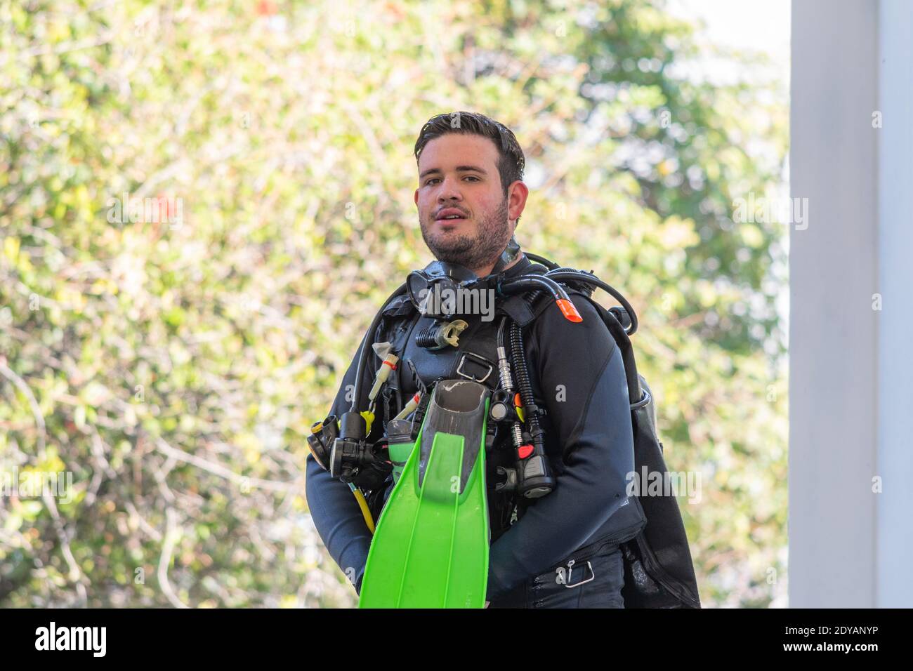 portrait of diver with his equipment on Stock Photo - Alamy