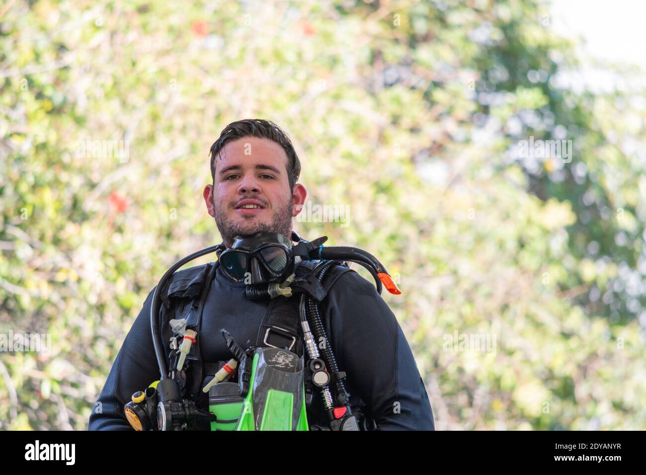 portrait of diver with his equipment on Stock Photo - Alamy