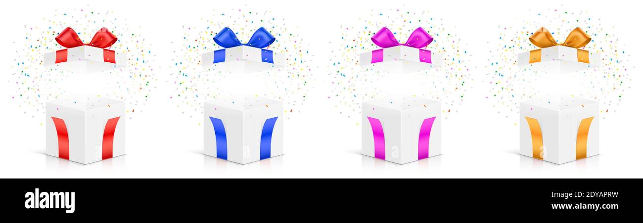 Open box golden confetti Cut Out Stock Images & Pictures - Alamy