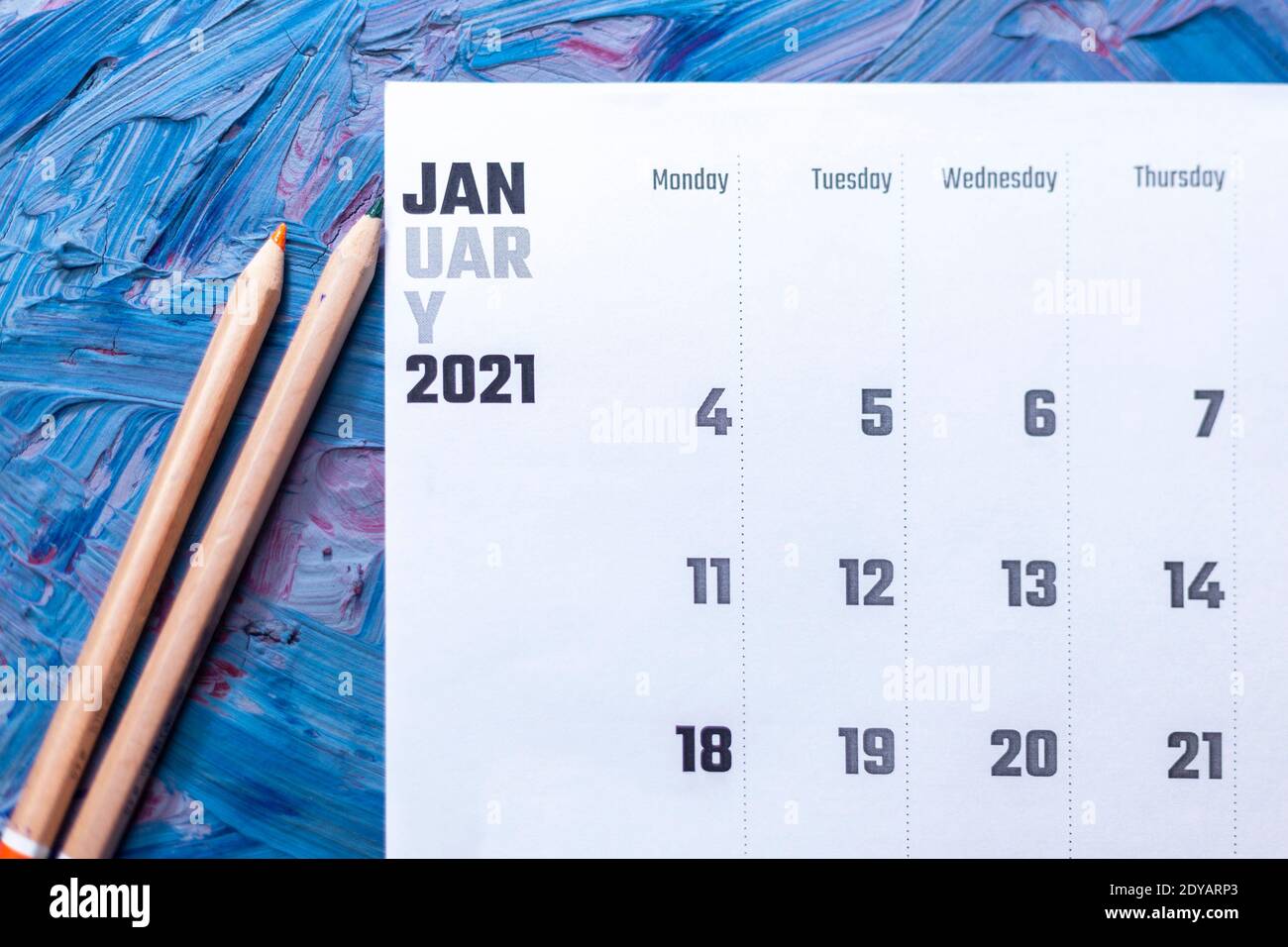 January 2021 calendar. January monthly calendar on blue background ...