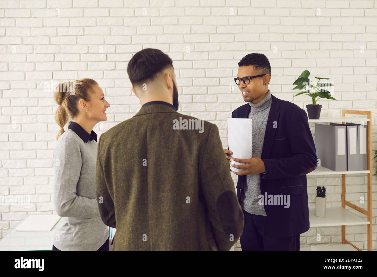 International team multiethnic business partners colleagues standing in ...