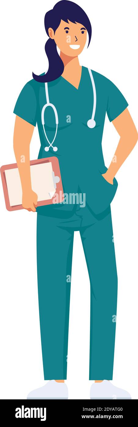 doctor female professions avatar character vector illustration design ...