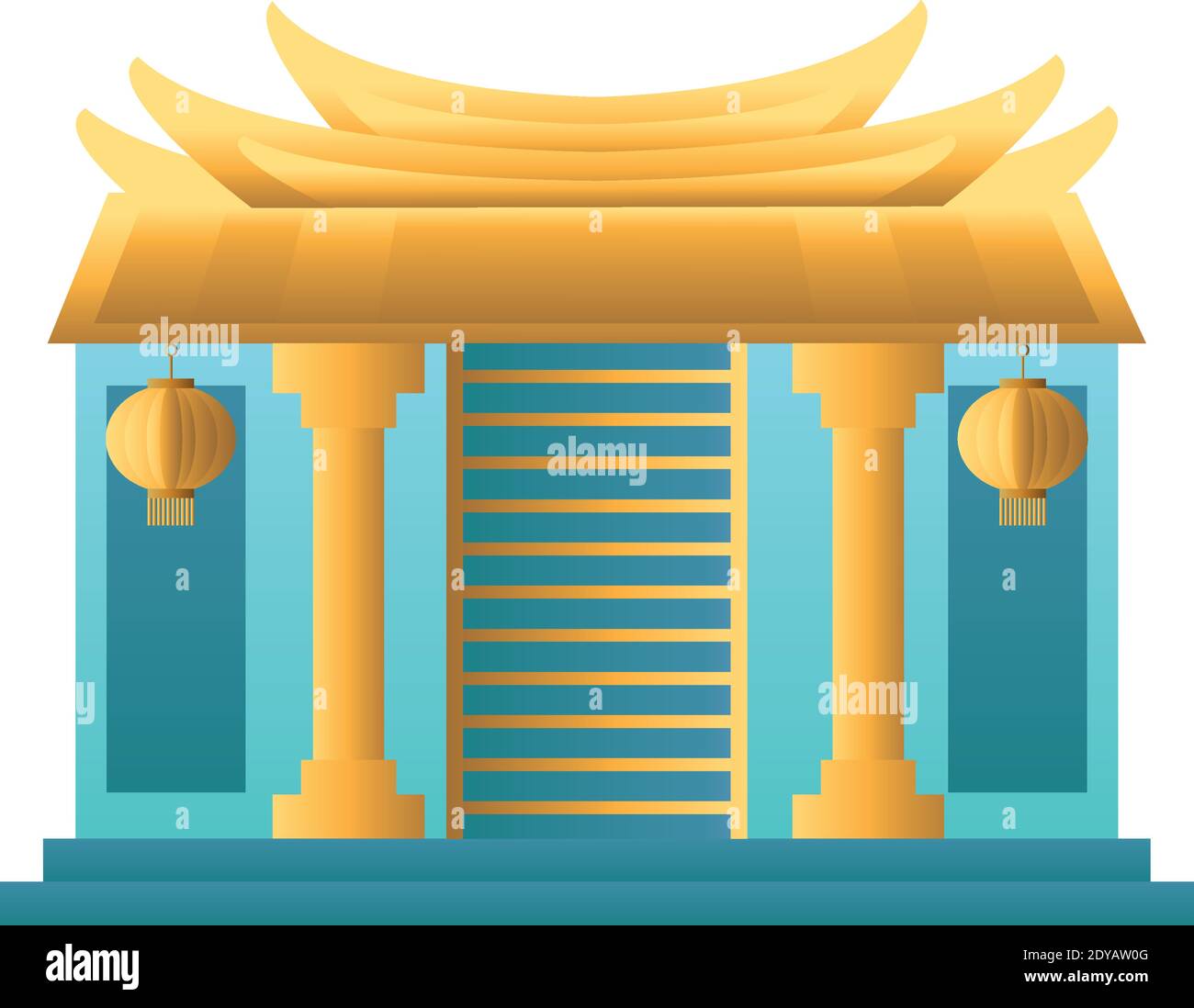 Chinese blue house with lamps design, China culture asia and oriental ...
