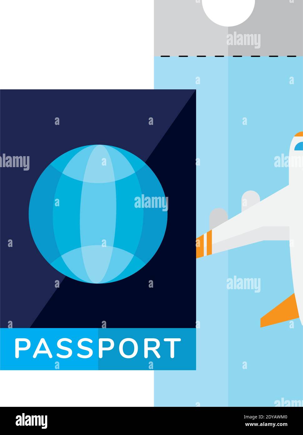 tickets flight and passport flat style icon vector illustration design ...