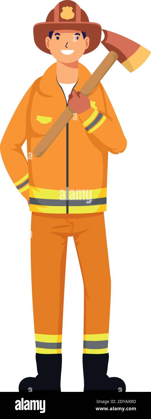 man firefighter professions avatar character vector illustration design ...
