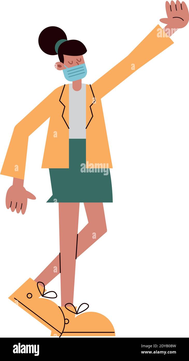 woman wearing medical mask character vector illustration design Stock ...