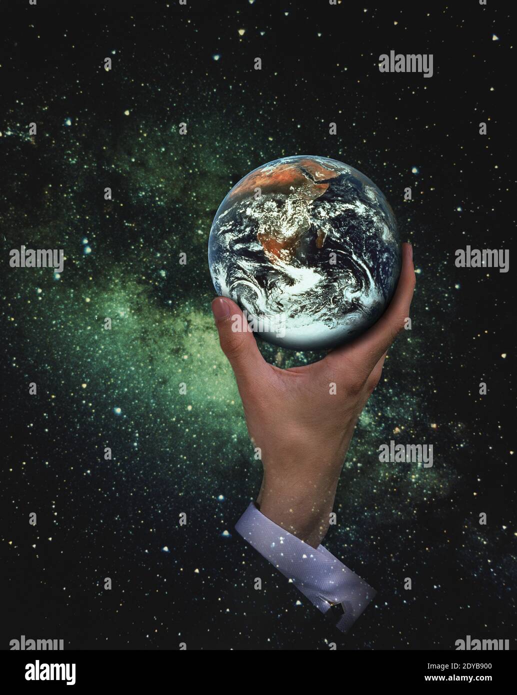 Hand of Man Handing The Earth Stock Photo - Alamy