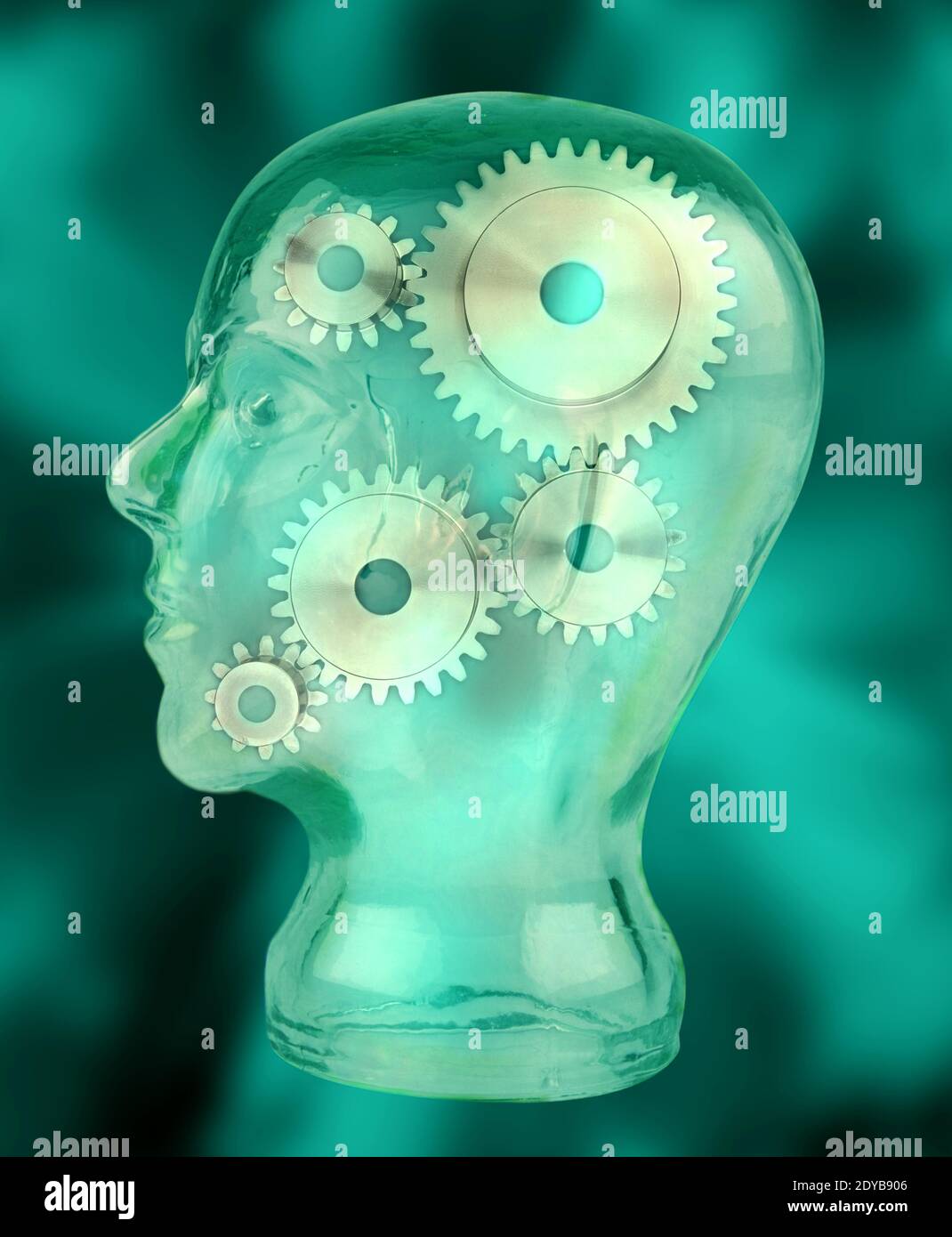 Symbolic Image of Head and Gears Stock Photo - Alamy