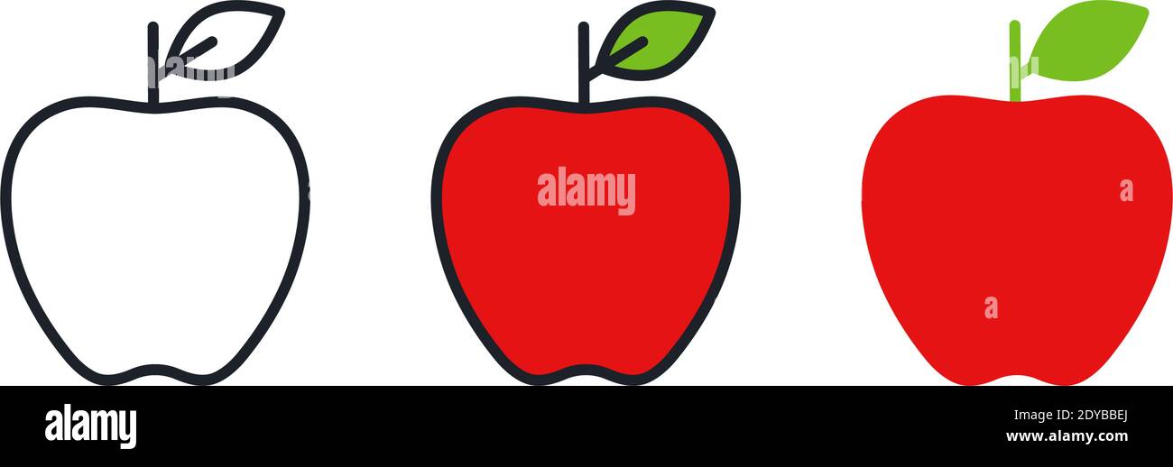 Apple icon. Linear color icon, contour, shape, outline. Thin line ...