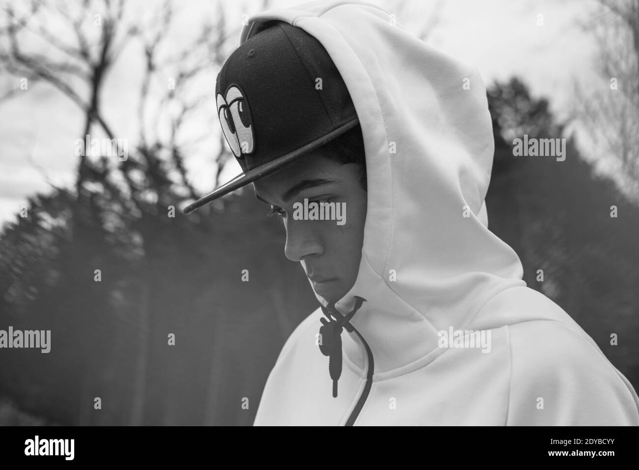 Boy wearing cap Black and White Stock Photos & Images - Alamy