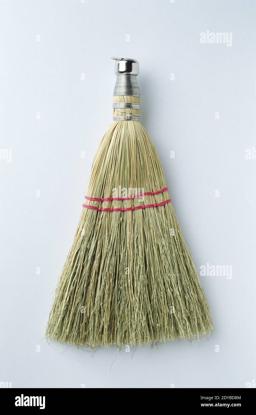 old sweeping broom , white background Stock Photo - Alamy