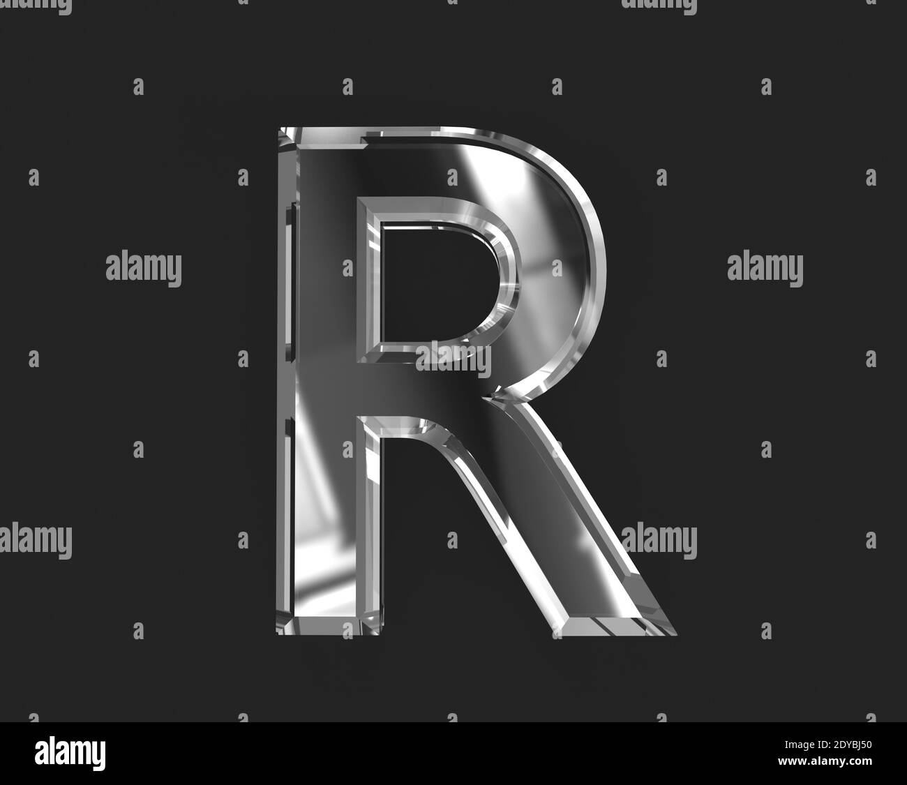 White shine glass made crystal alphabet - letter R isolated on dark, 3D ...