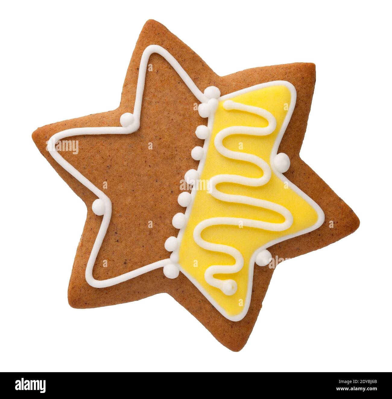 Gingerbread star isolated on white background. View from above Stock ...