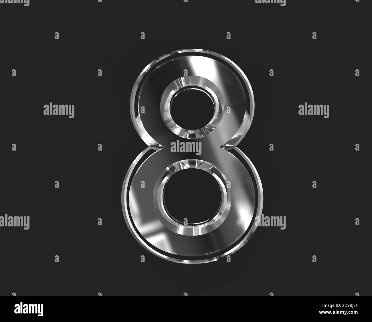 White shine glass made clear font - number 8 isolated on dark, 3D ...