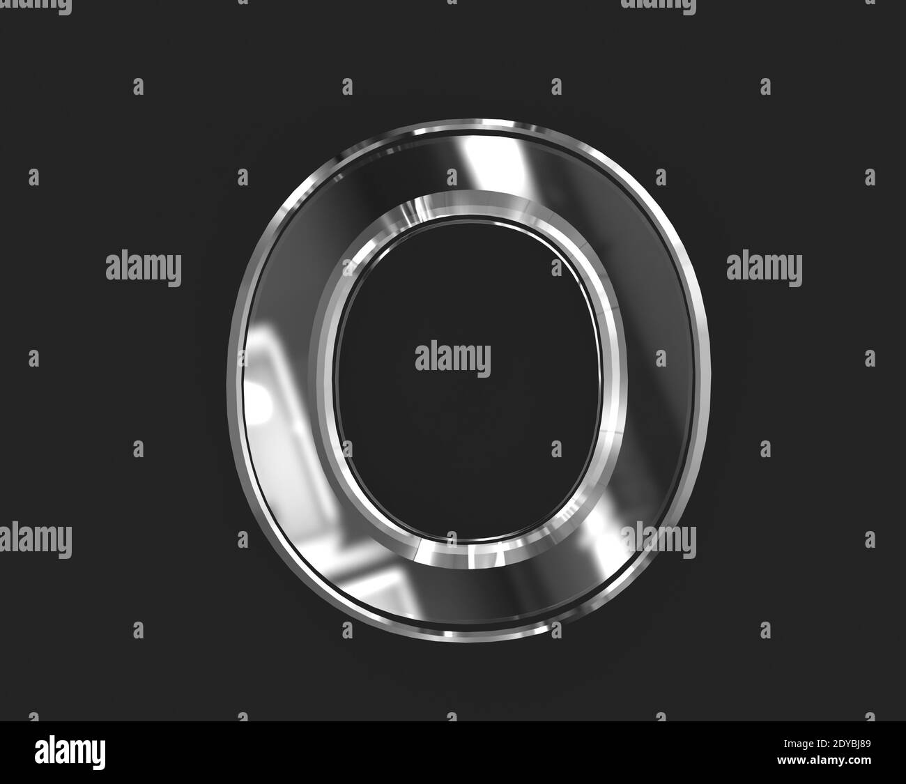 White glossy reflective clear font - letter O isolated on dark, 3D ...