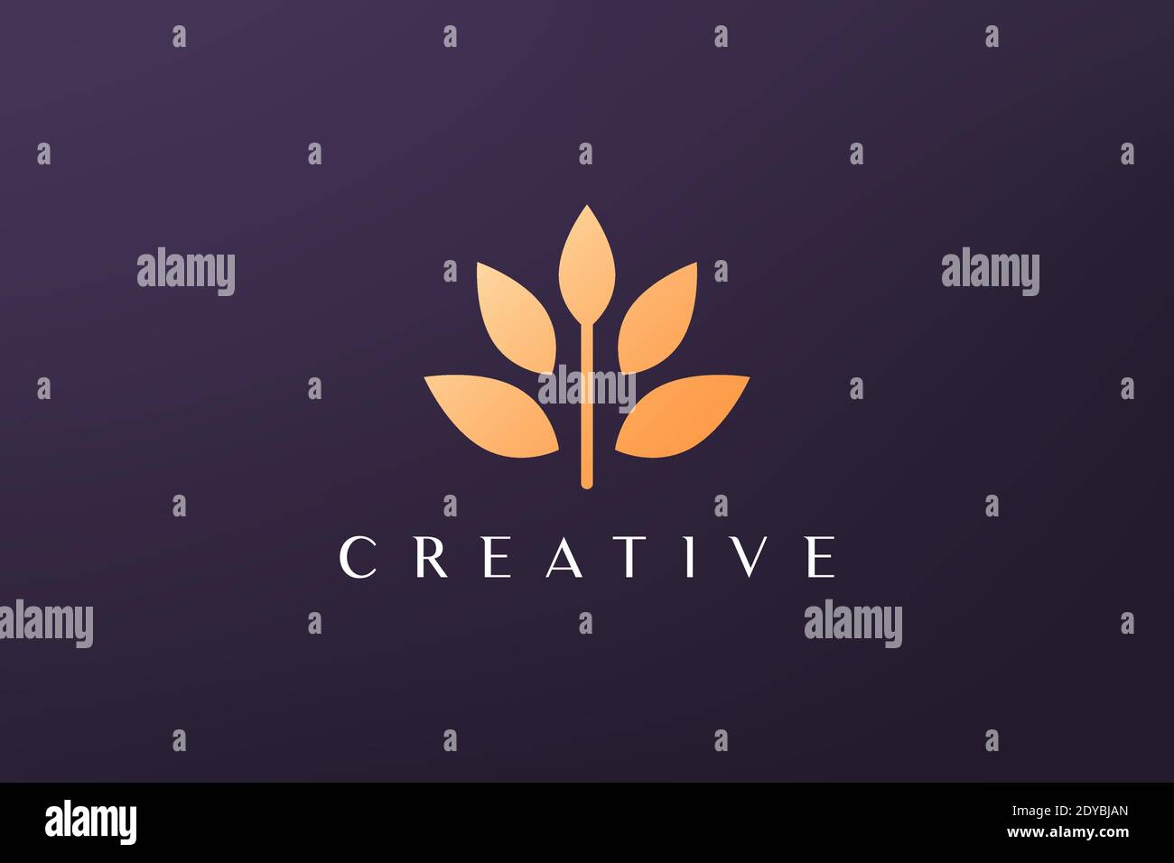 gold leaf luxury flower logo in simple shape with modern style Stock ...