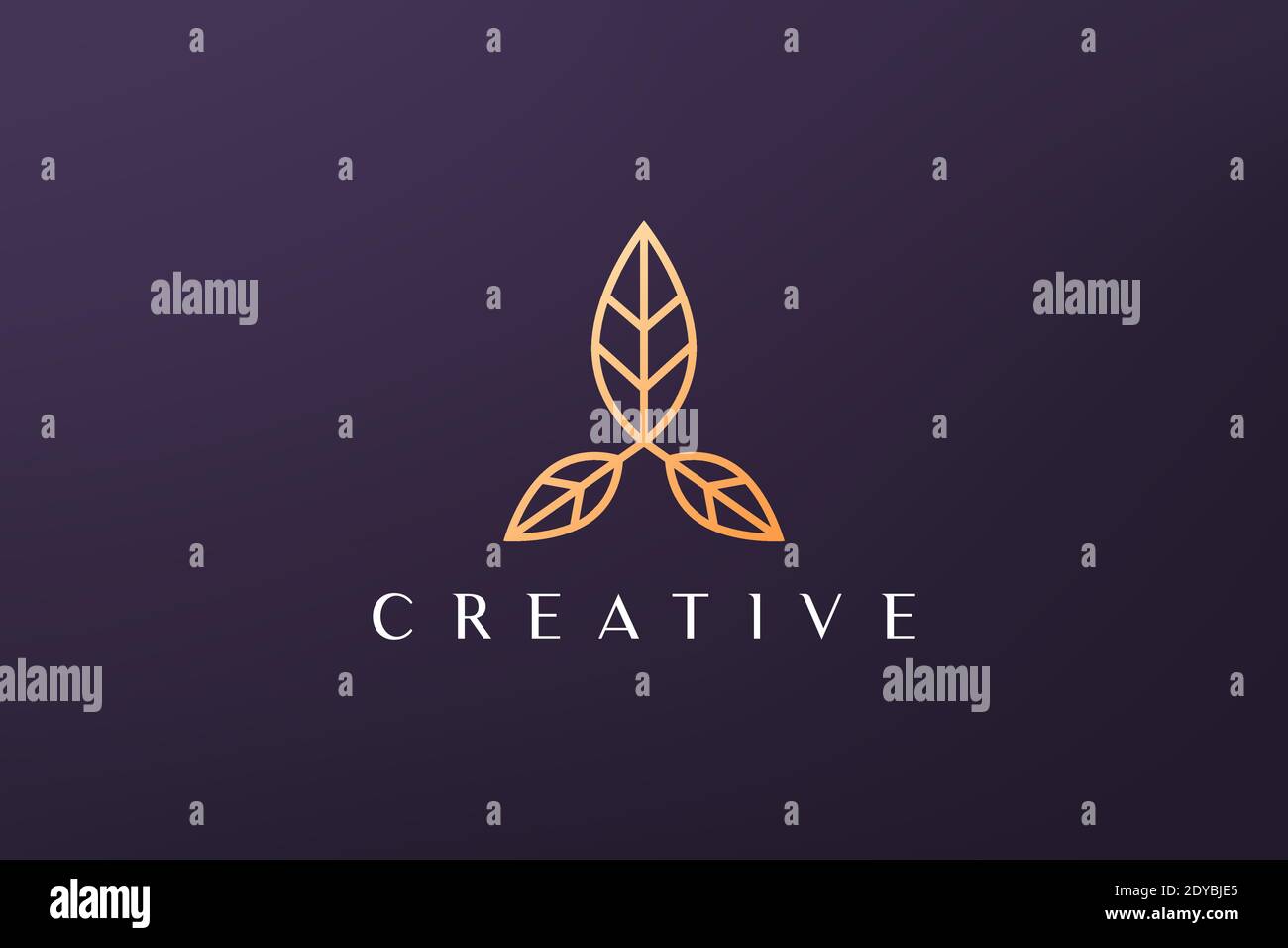 gold leaf luxury flower logo in simple shape with modern style Stock ...