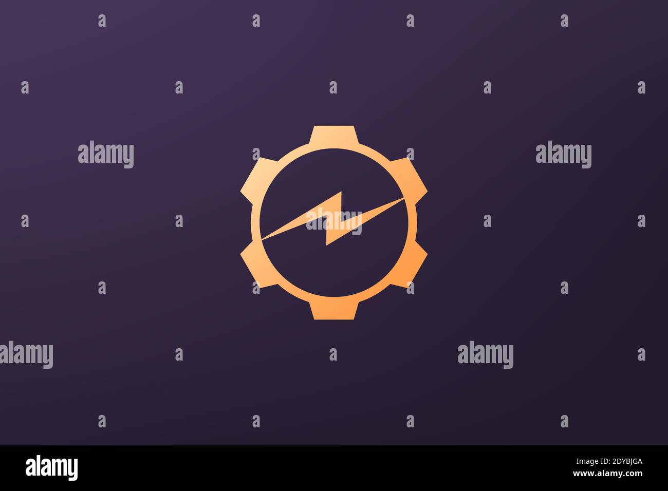 simple lightning engine gear logo in luxury modern style and gold color ...
