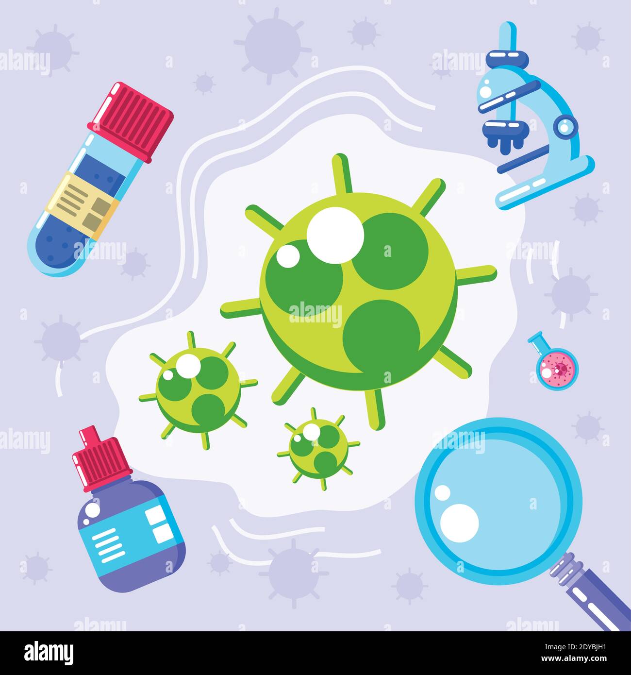 covid 19 virus test tube lupe vaccine jar flask and microscope design ...