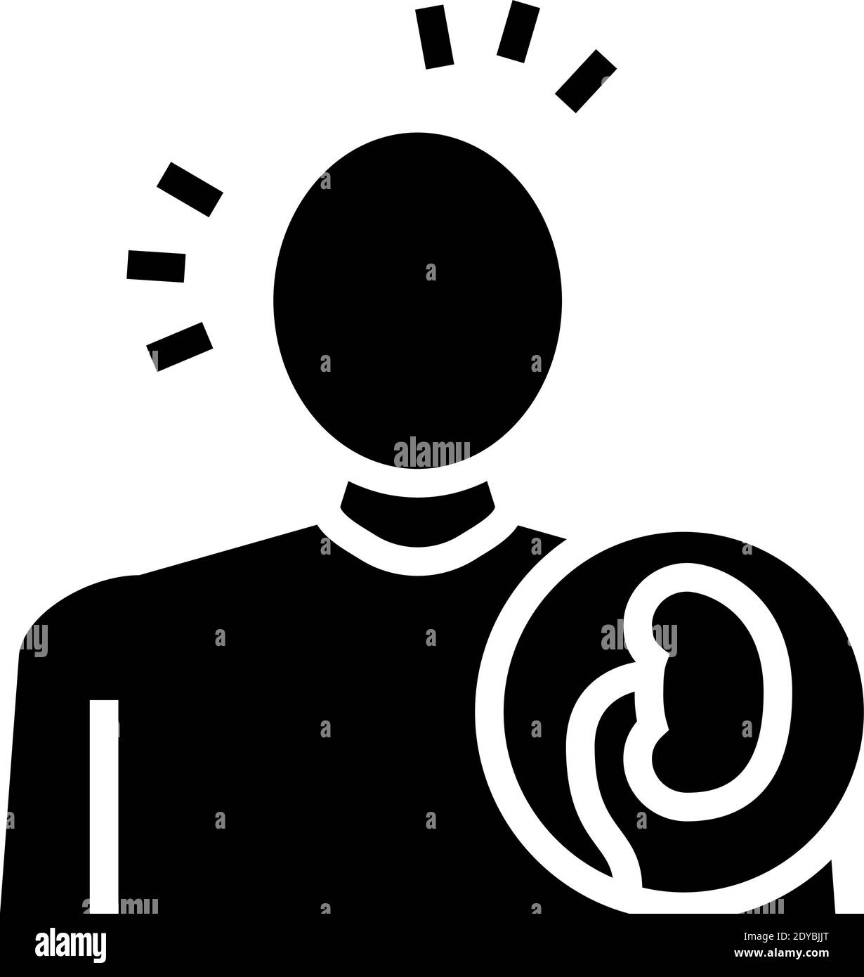 paleness human skin, kidney disease glyph icon vector illustration ...