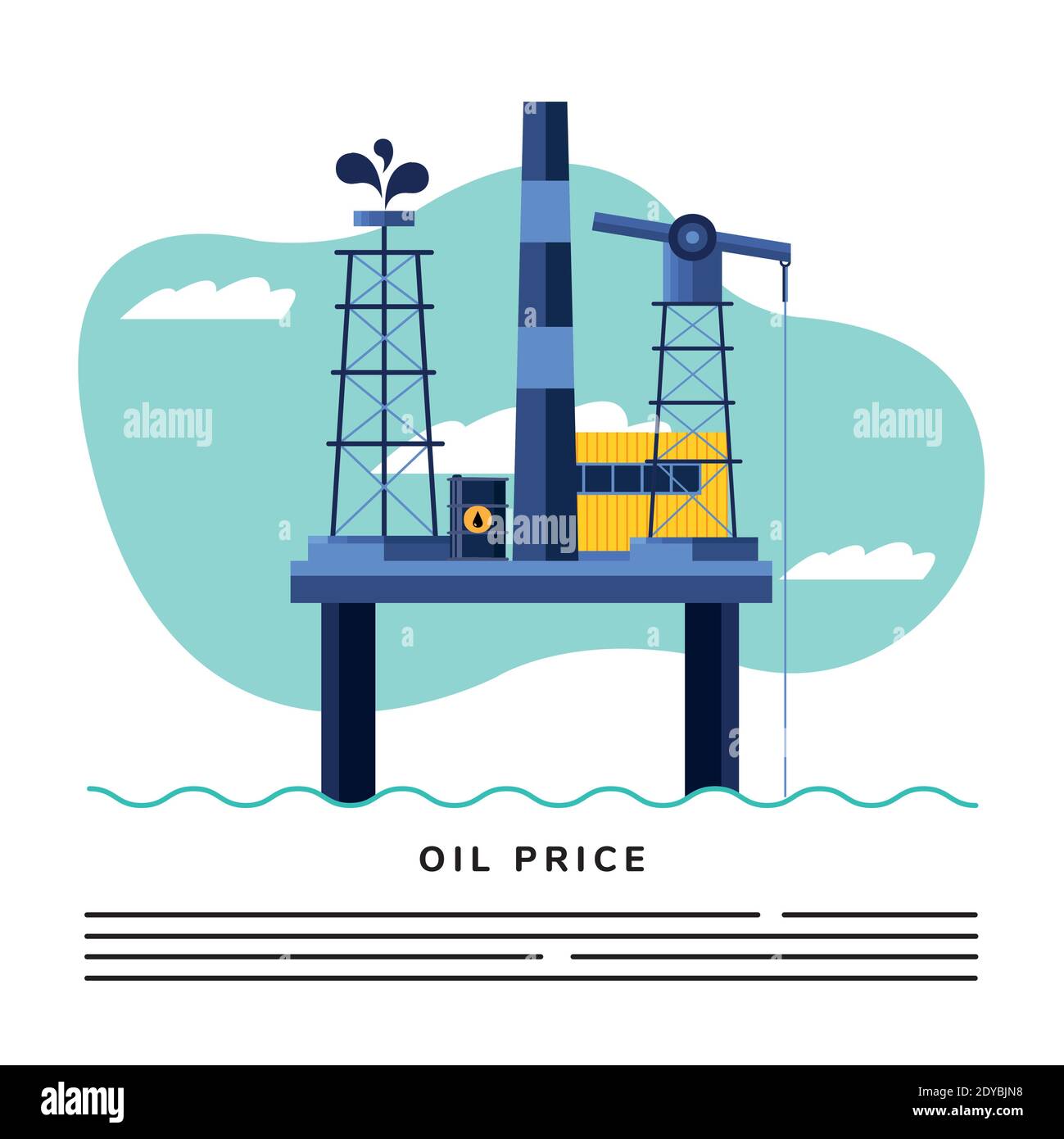 petroleum platform and oil price lettering vector illustration design ...
