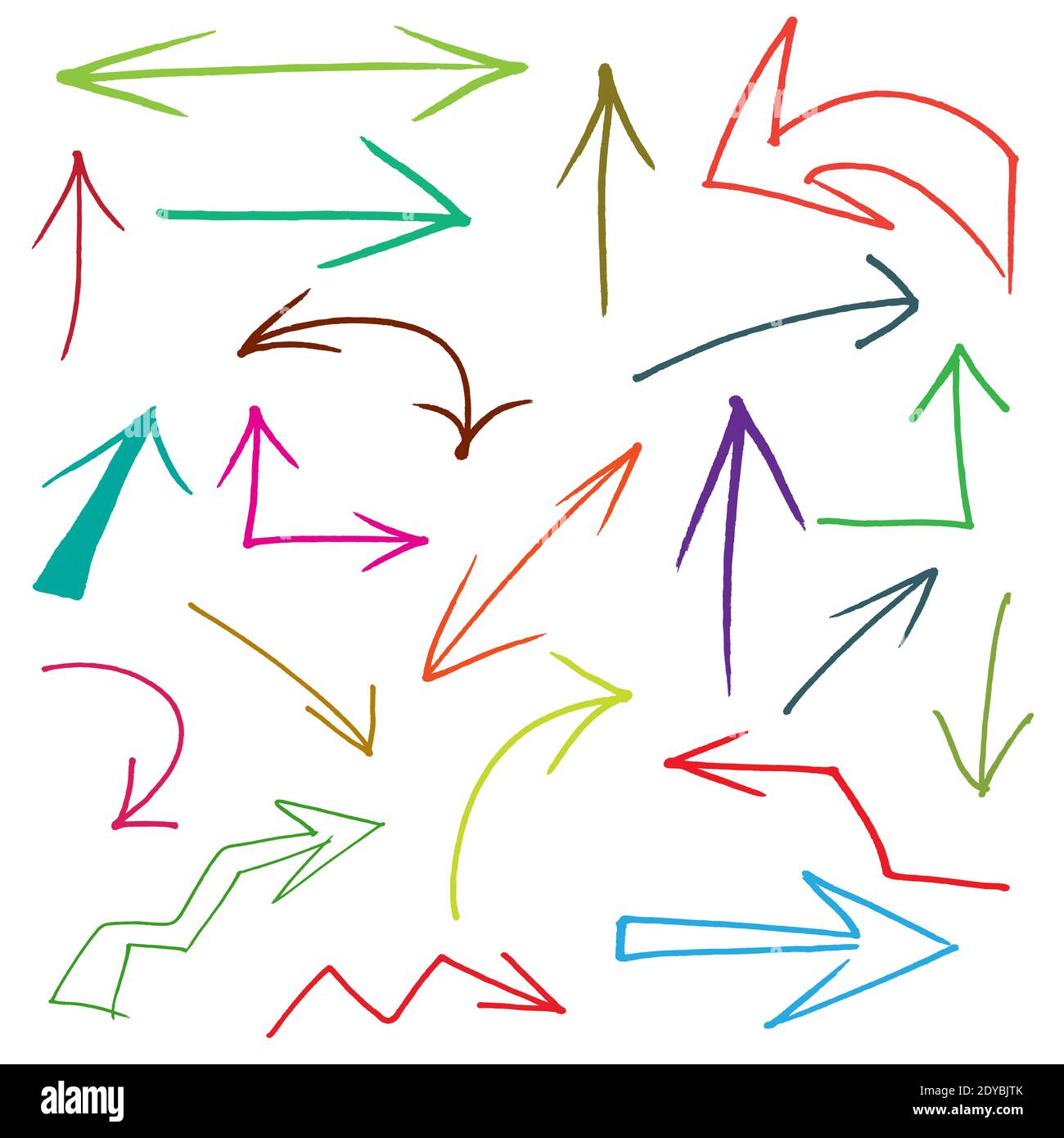 Collection of hand drawn doodle style arrows in various directions and styles Stock Vector Image ...