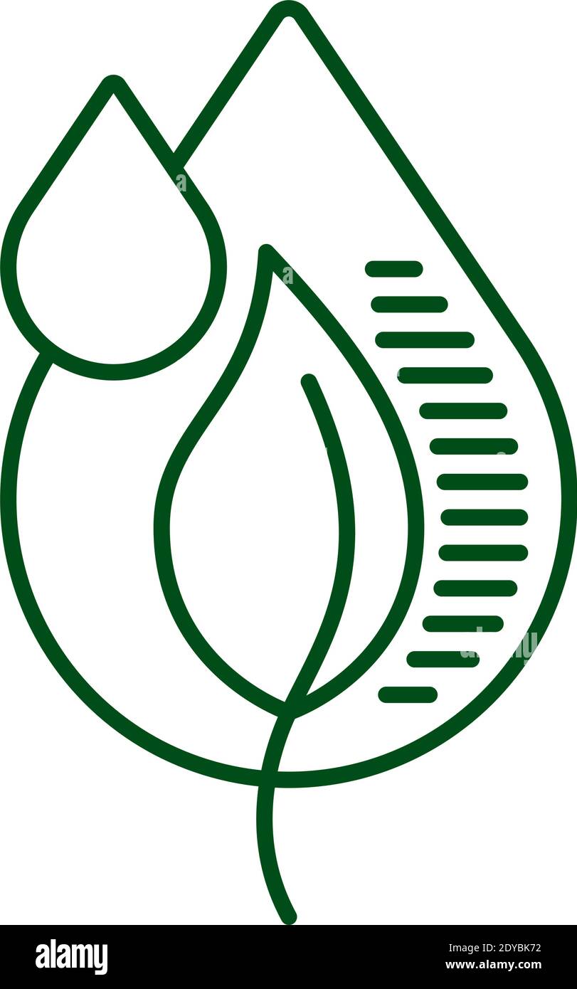 water drop with leaf plant ecology line icon vector illustration design ...