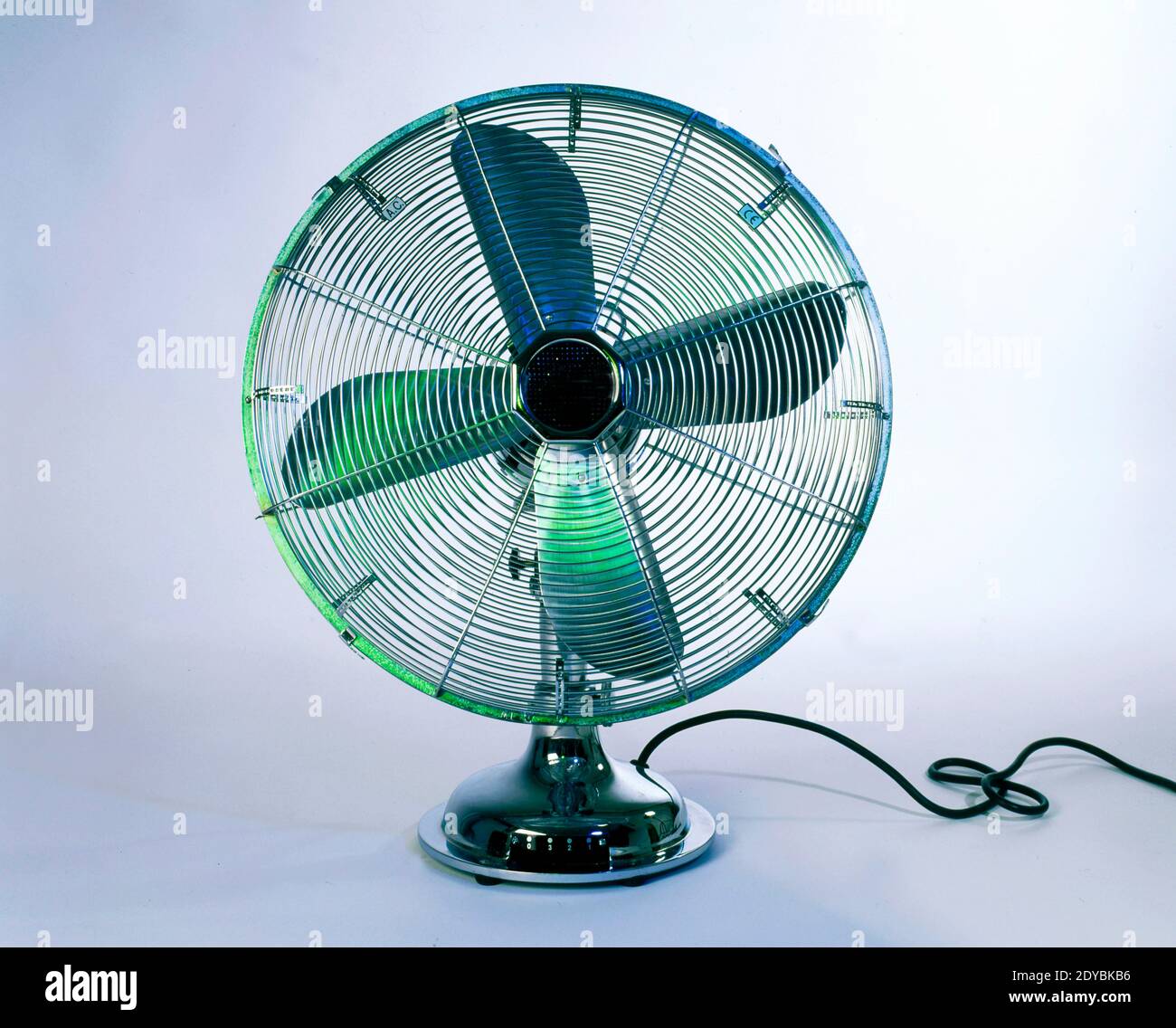 Metallic electric fan isolated on grey background Stock Photo - Alamy