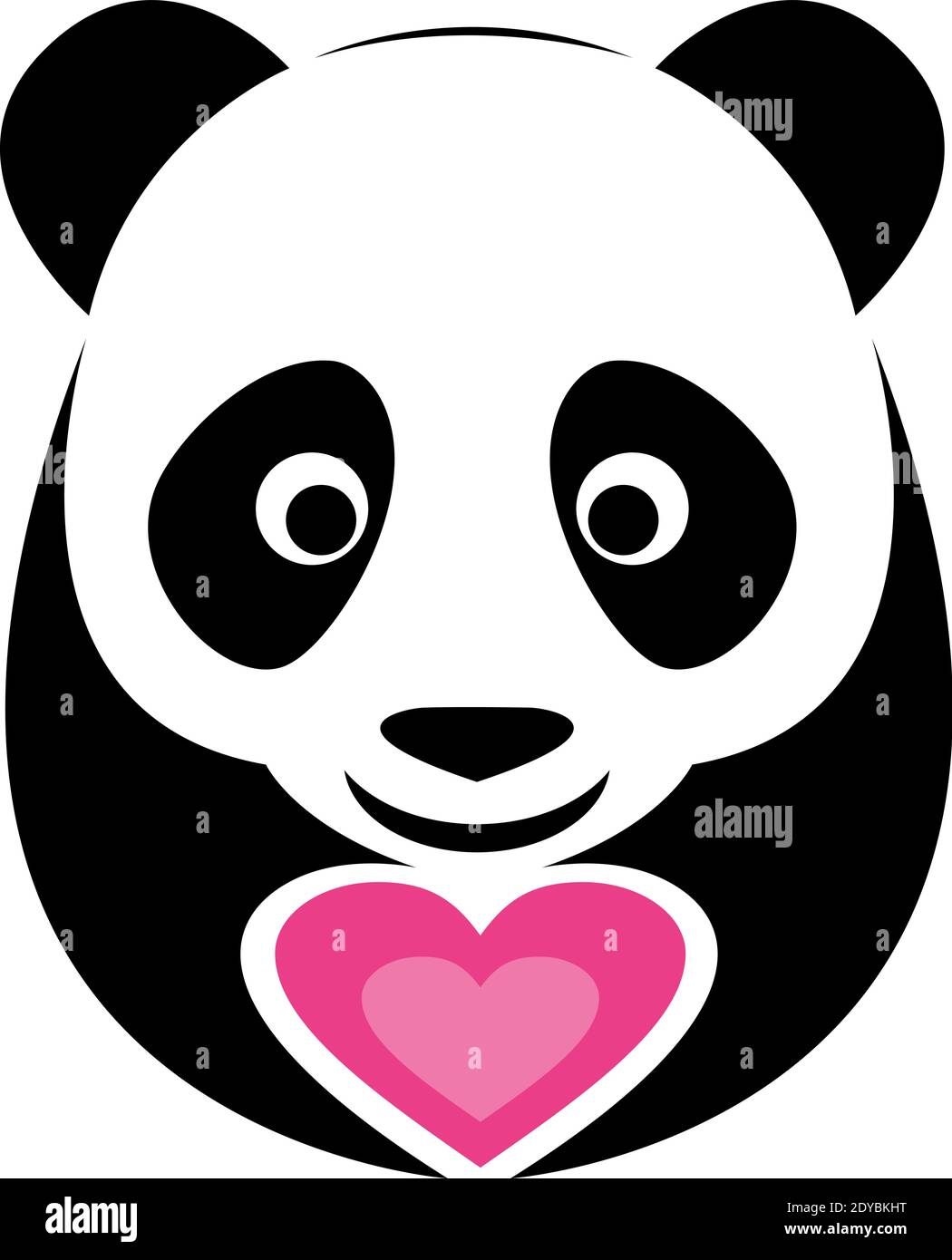 Vector of panda and pink heart. Easy editable layered vector ...