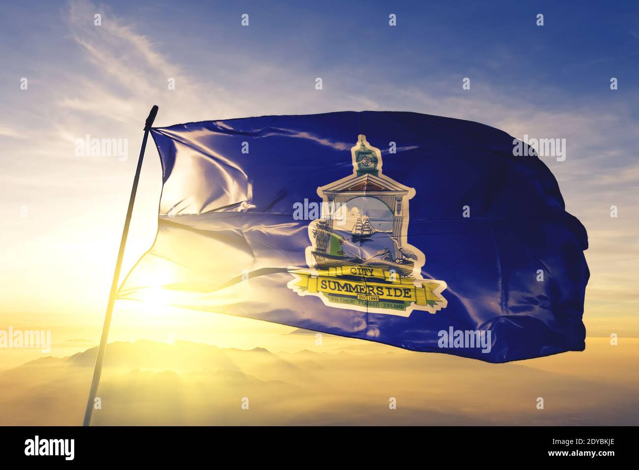 Summerside of Prince Edward Island of Canada flag waving on the top ...