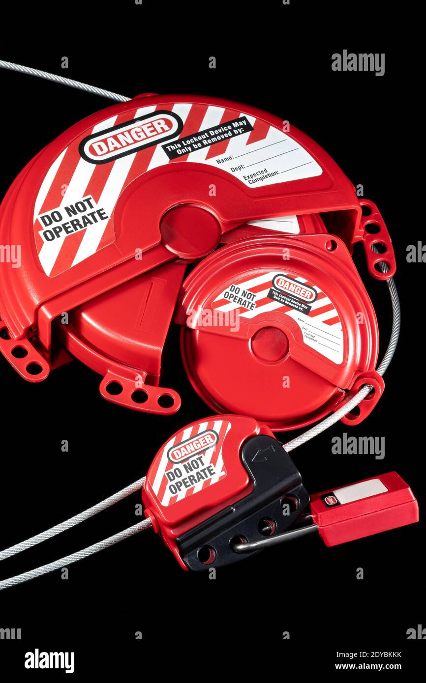 gate valve lockout system with cable lockout attached and secured by ...