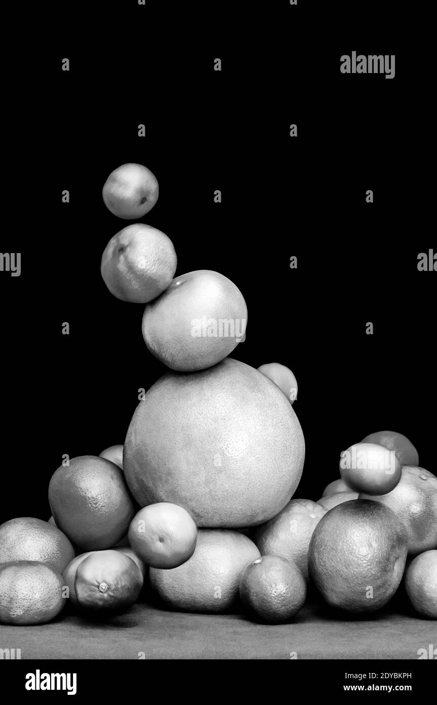 Orange lemon lime on Black and White Stock Photos & Images - Alamy