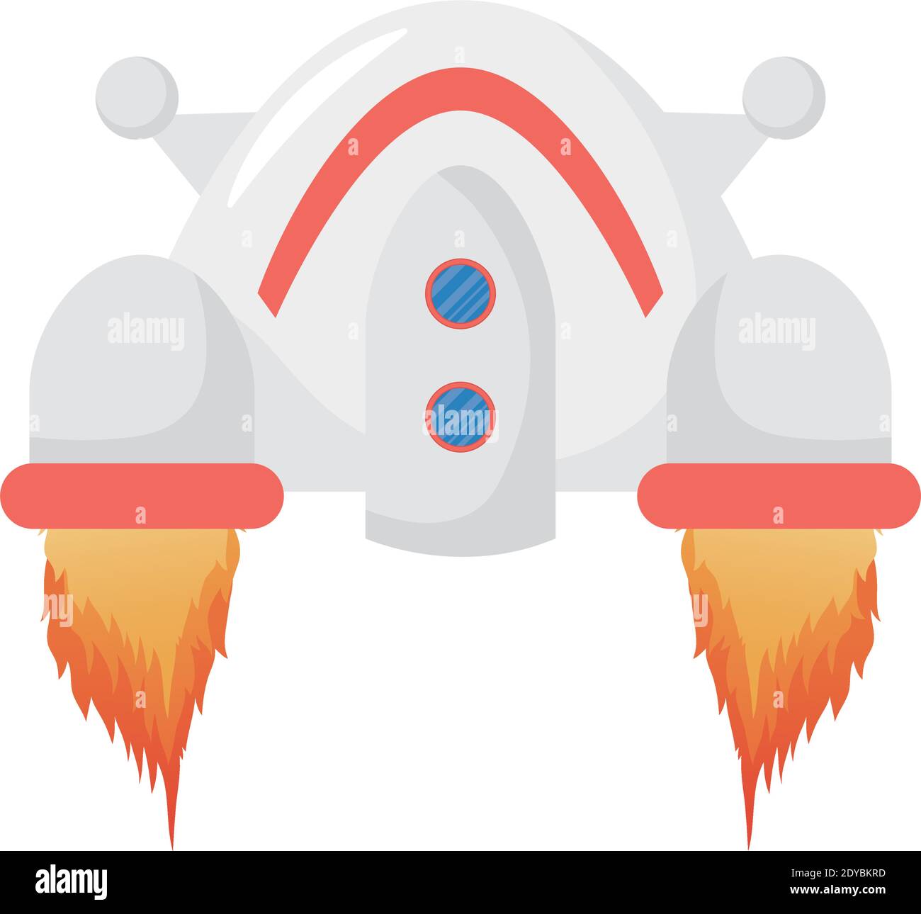 spaceship vehicle flying with jets of fire isolated style icon vector ...