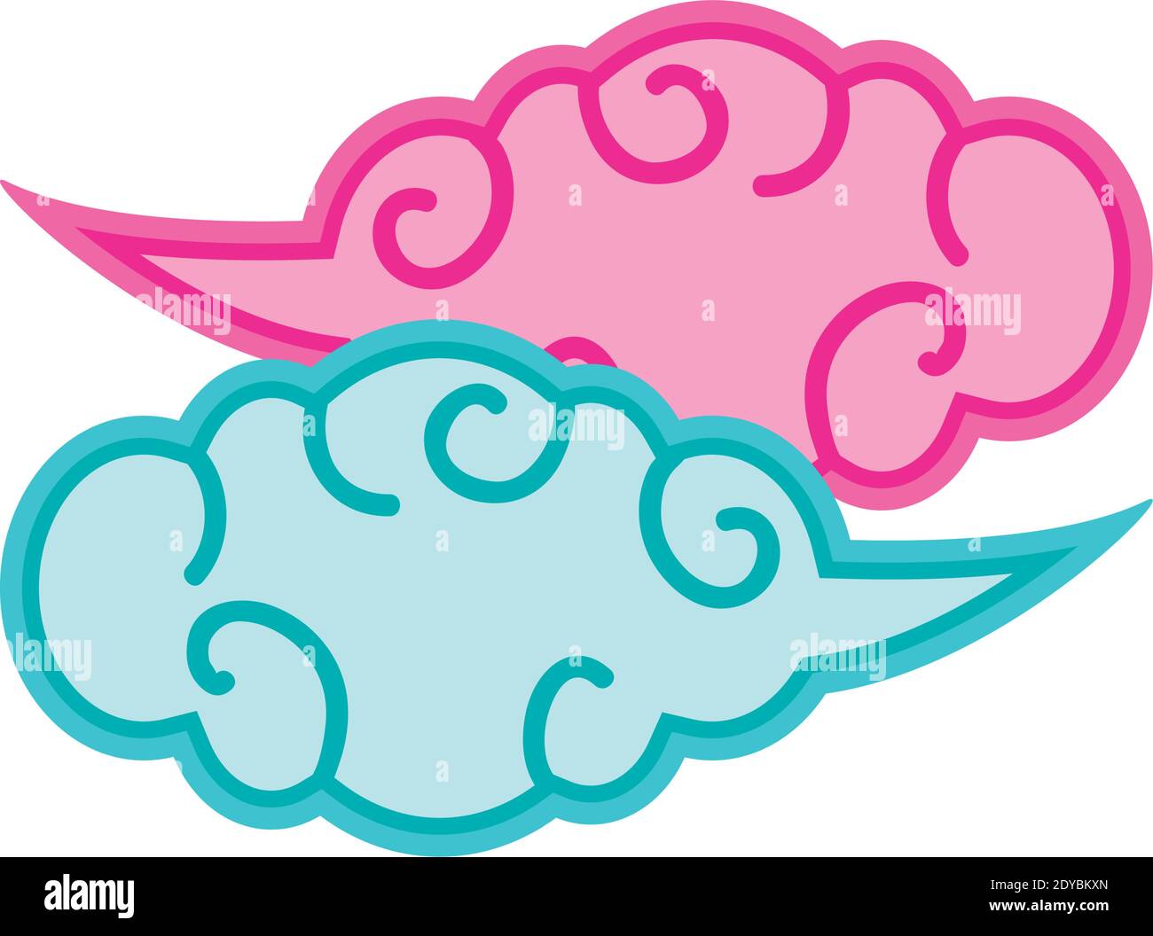 Chinese blue and pink clouds design, China culture asia and oriental ...