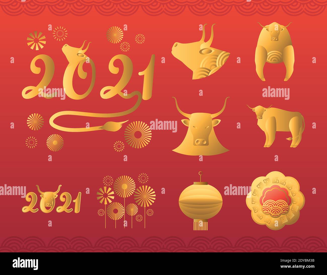 Chinese new year 2021 icon collection design, China culture and ...