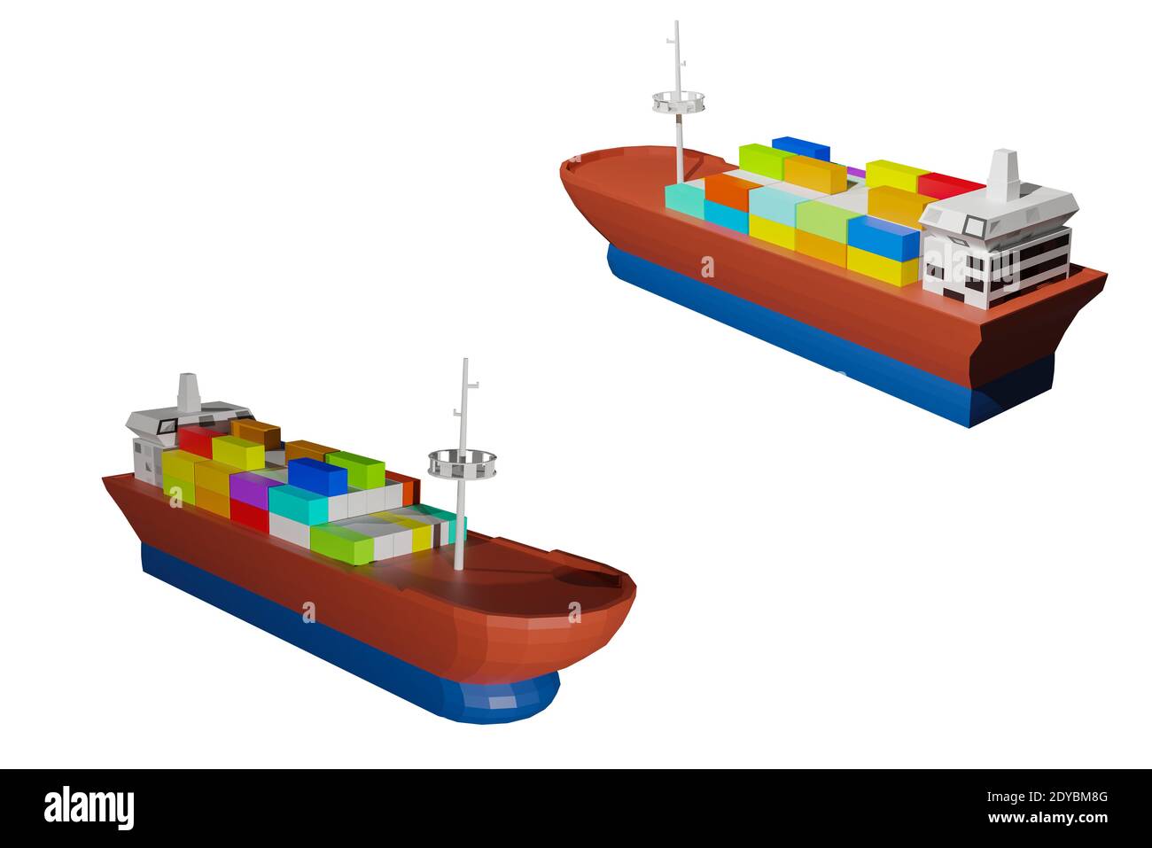 Isolated container ship in import export and business logistic, low ...