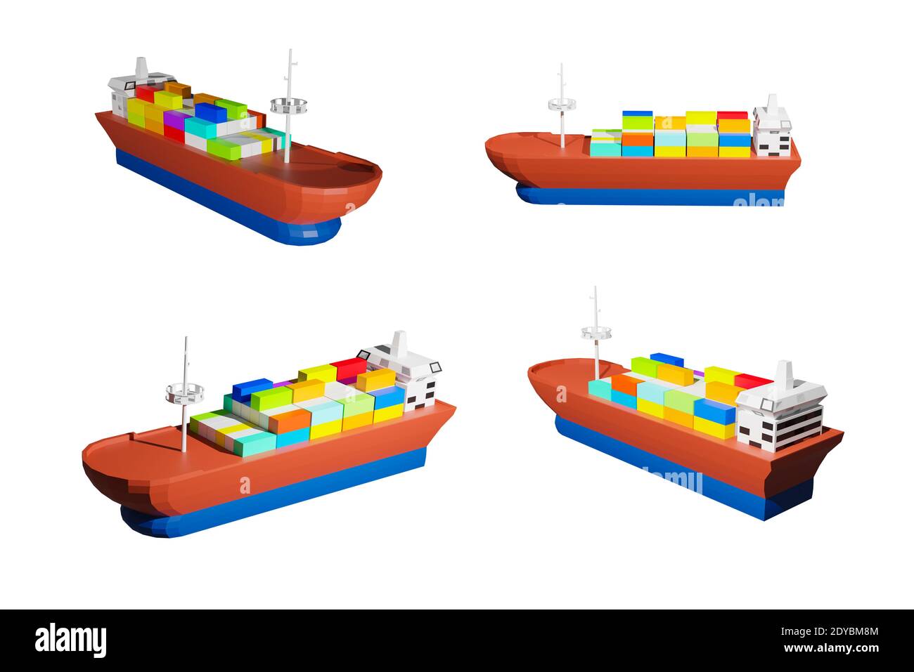 Isolated container ship in import export and business logistic, low ...
