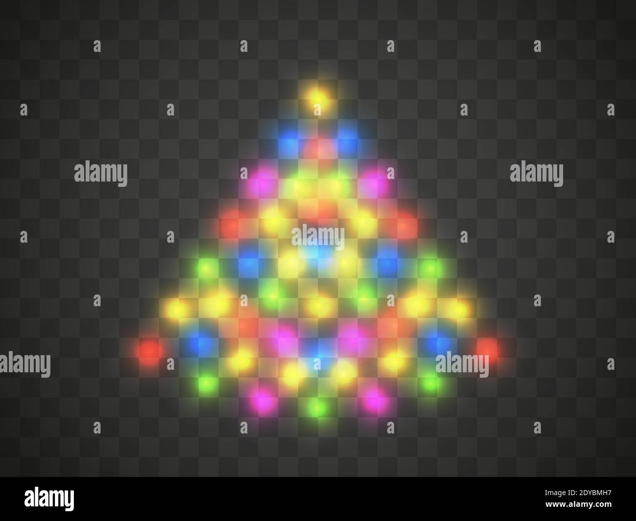 Christmas tree light on a transparent background. Transparent lights in ...