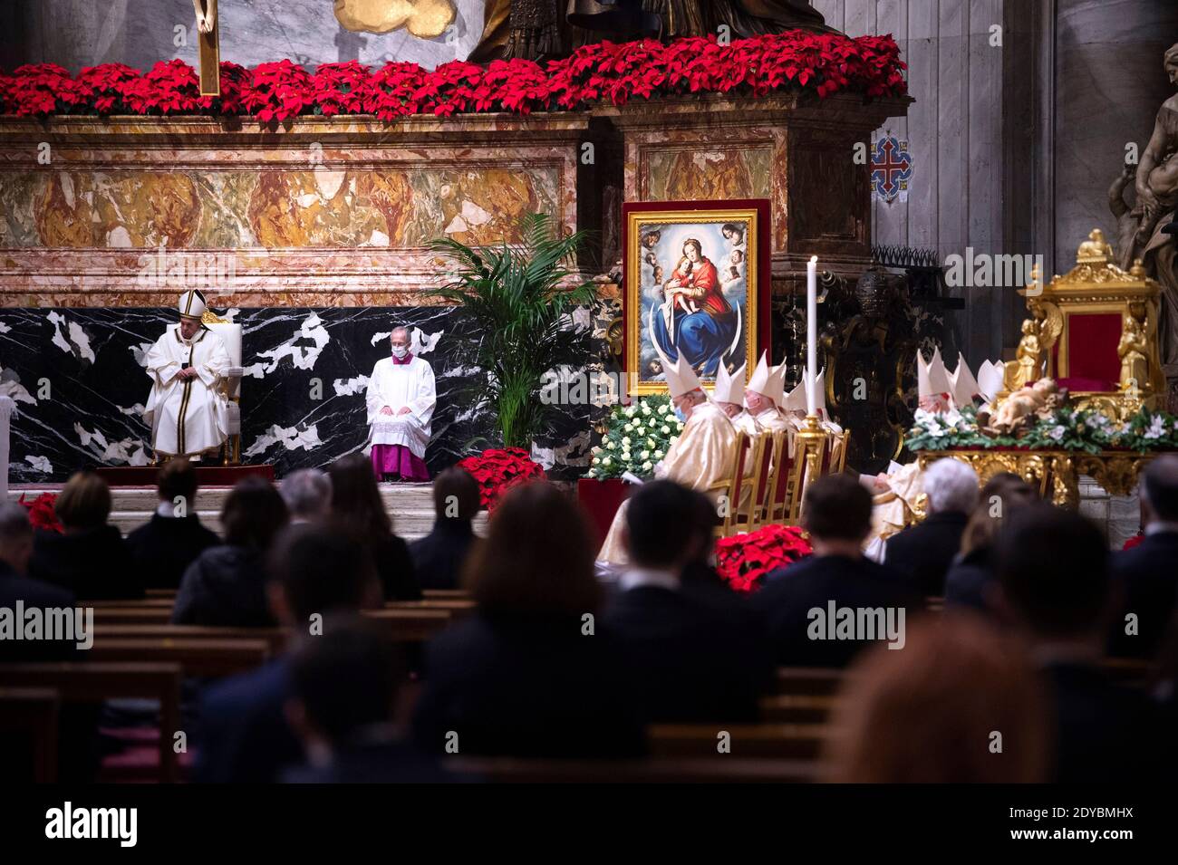 Pope Francis during a mass on Christmas eve marking the birth of Jesus ...