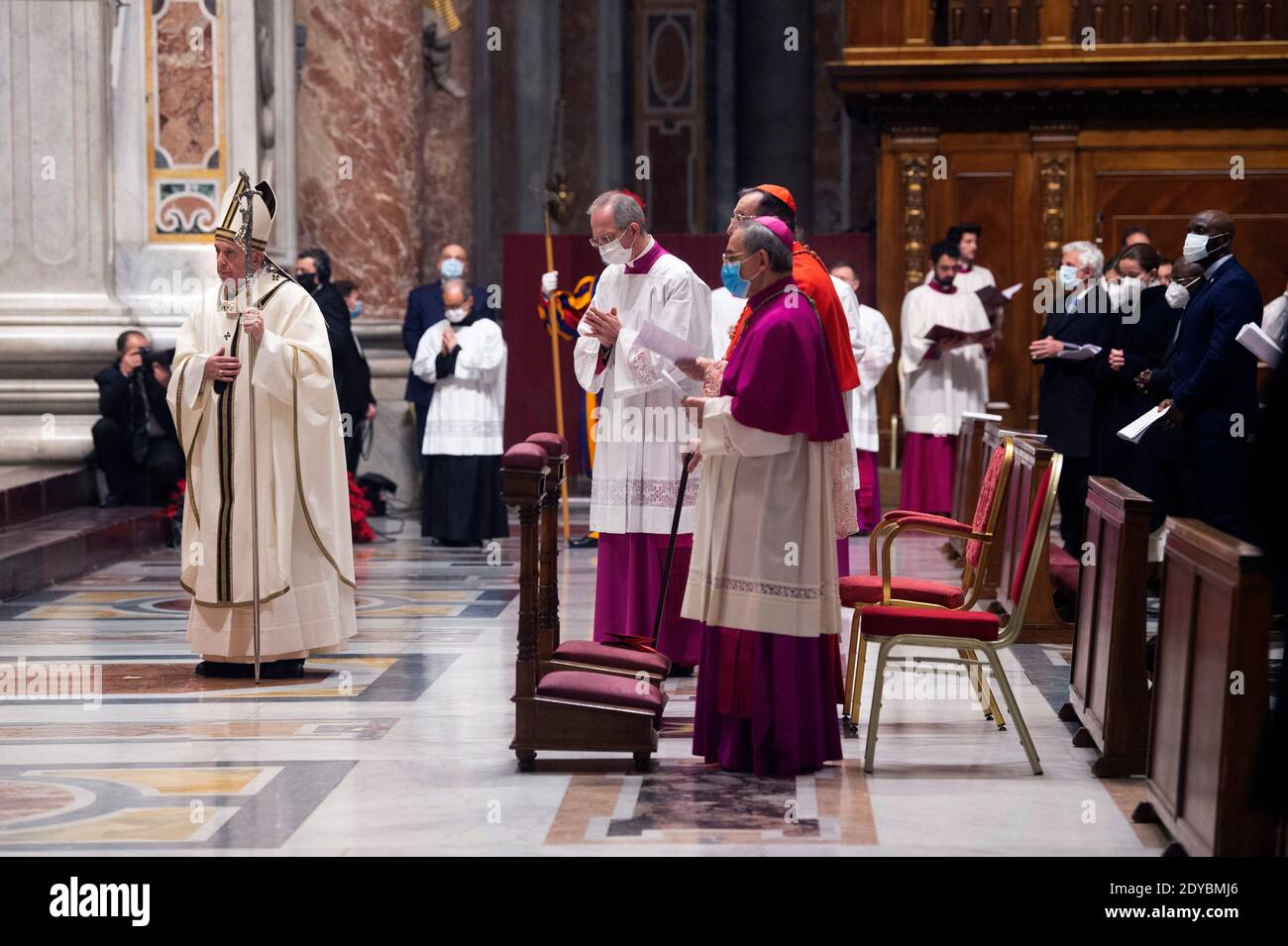 Pope Francis during a mass on Christmas eve marking the birth of Jesus ...