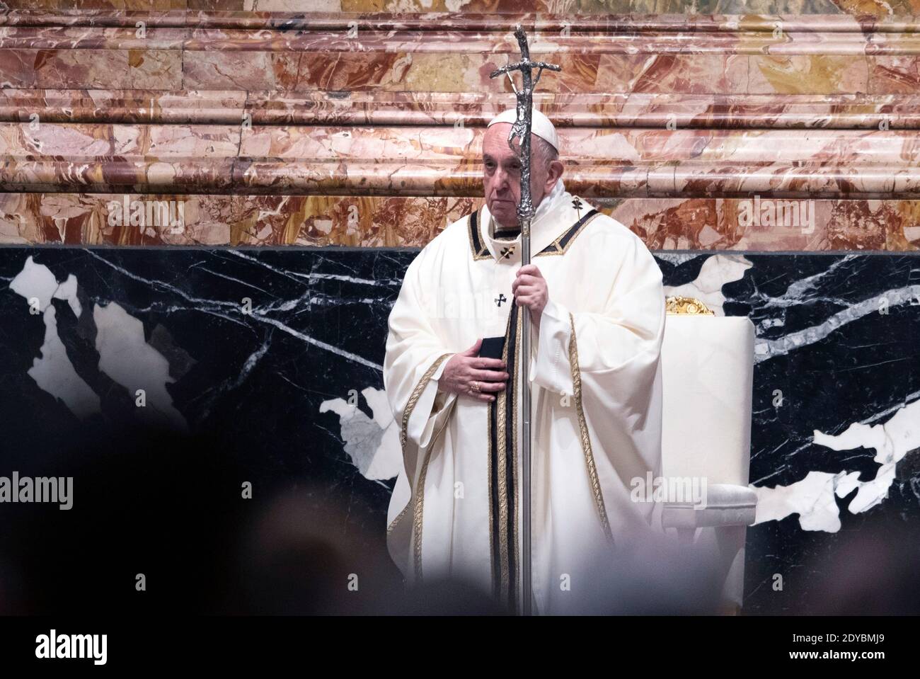 Pope Francis during a mass on Christmas eve marking the birth of Jesus ...