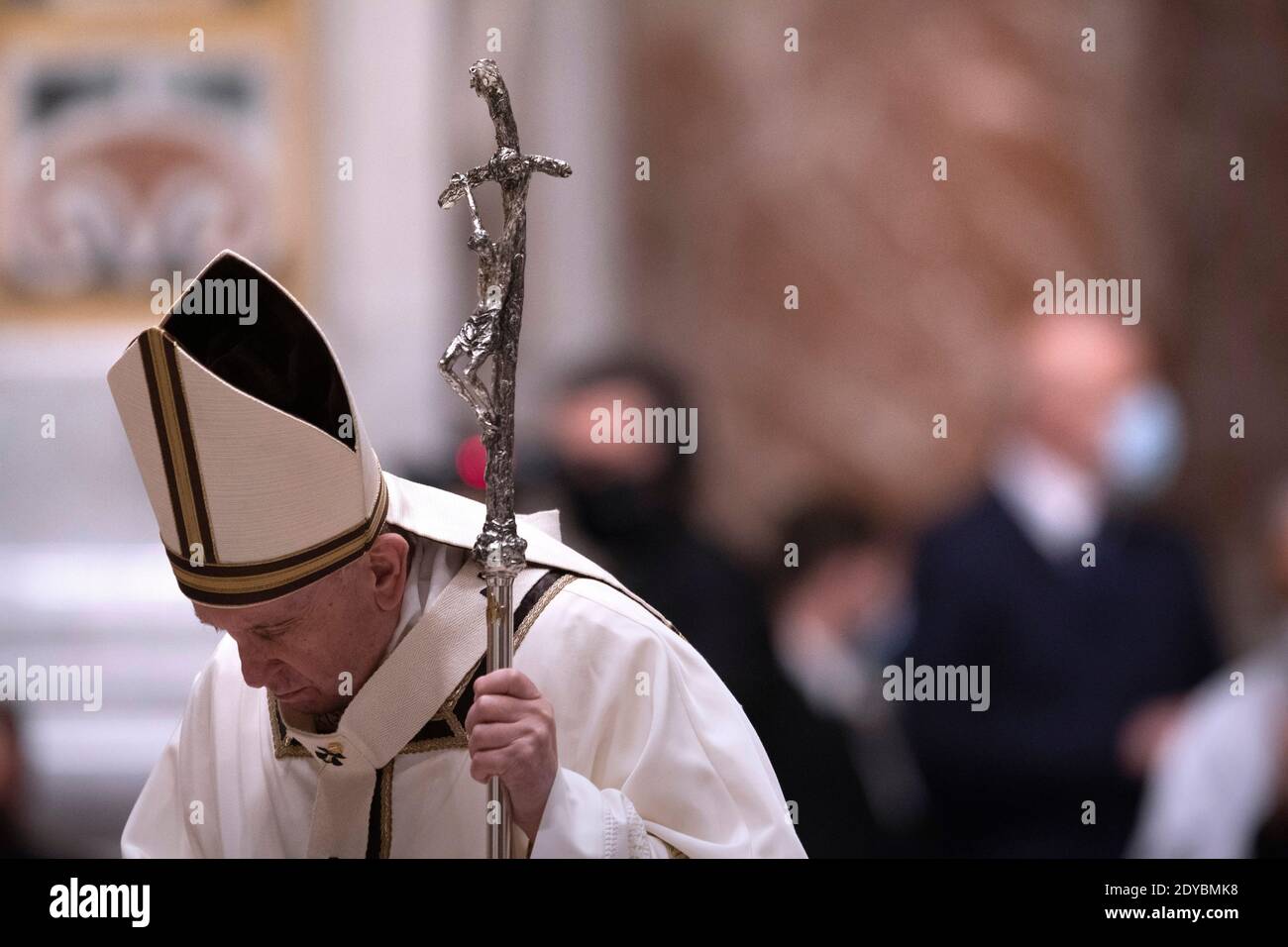 Pope Francis during a mass on Christmas eve marking the birth of Jesus ...