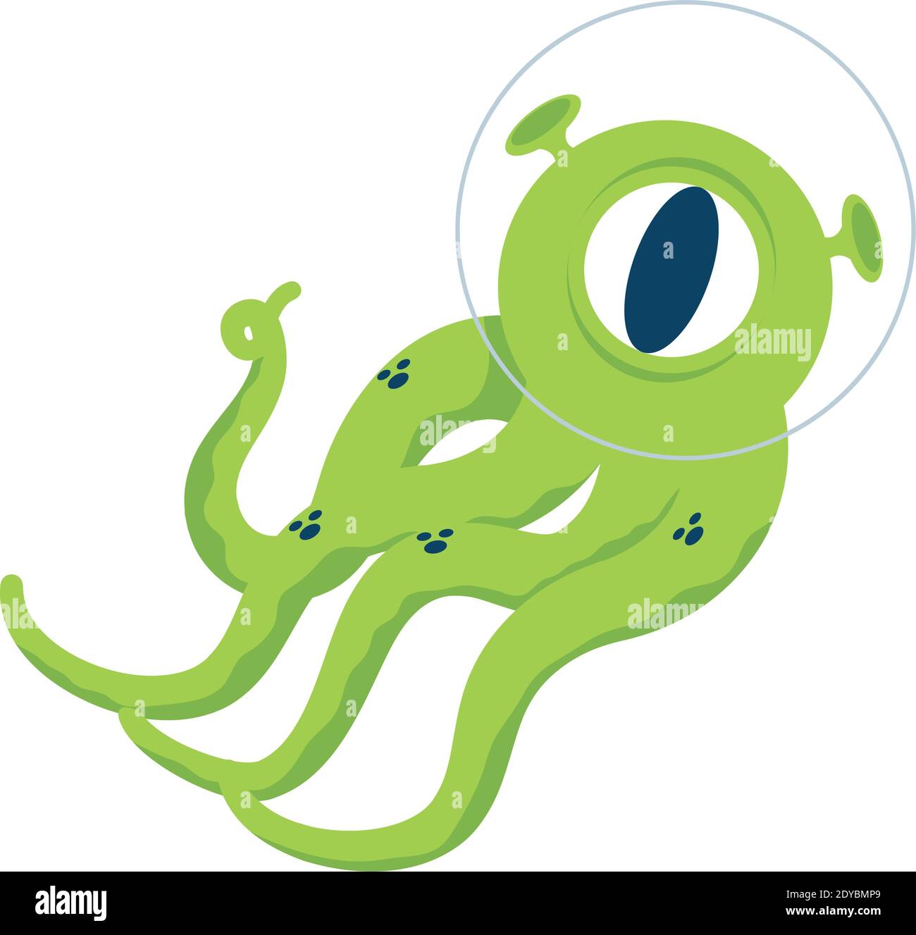 alien comic character with tentacles vector illustration design Stock ...