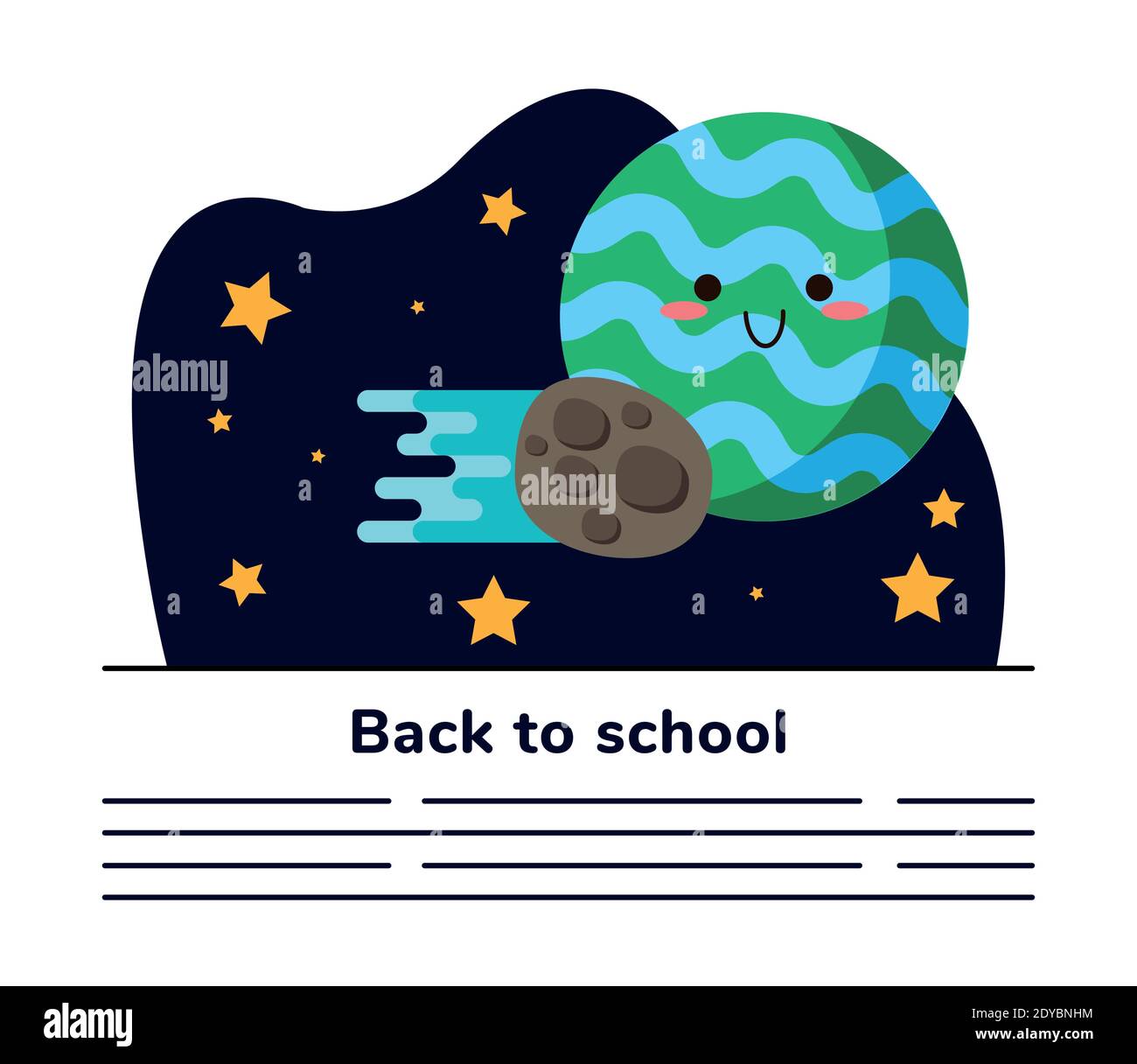 back to school lettering poster with space planet and meteorite vector ...